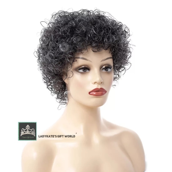 Hair | Kinky Curly Afro Mixed Gray 6inch Short Wig | Poshmark